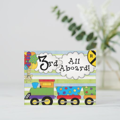 Birthday Train 3rd Birthday Invitations | Zazzle