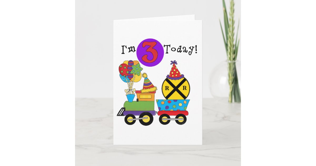 Birthday Train 3rd Birthday Tshirts and Gifts Card | Zazzle