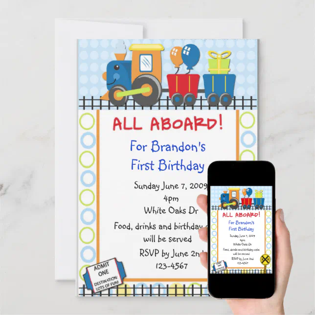 Birthday train invite | Zazzle