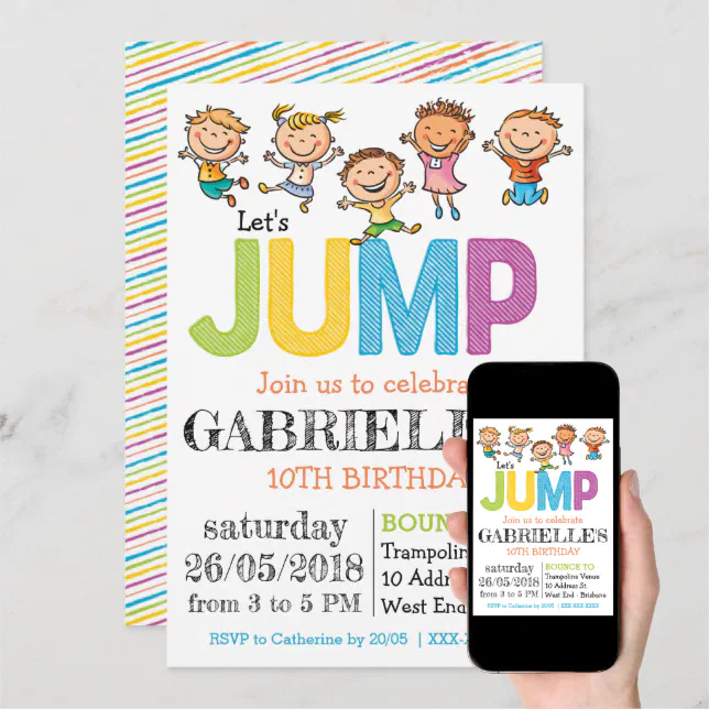 Birthday Trampoline Party Invitation | Zazzle