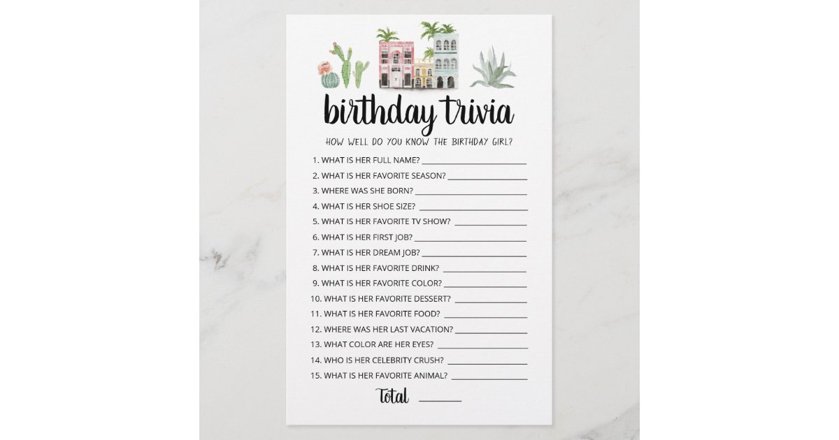 Birthday Trivia editable game | Zazzle