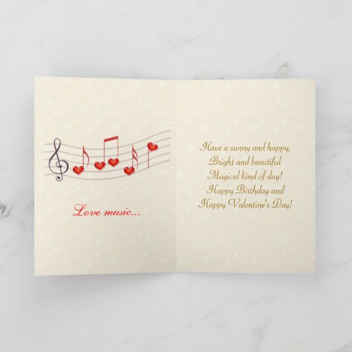 Birthday, Valentine's Day - Music, Heart and Rose Holiday Card | Zazzle