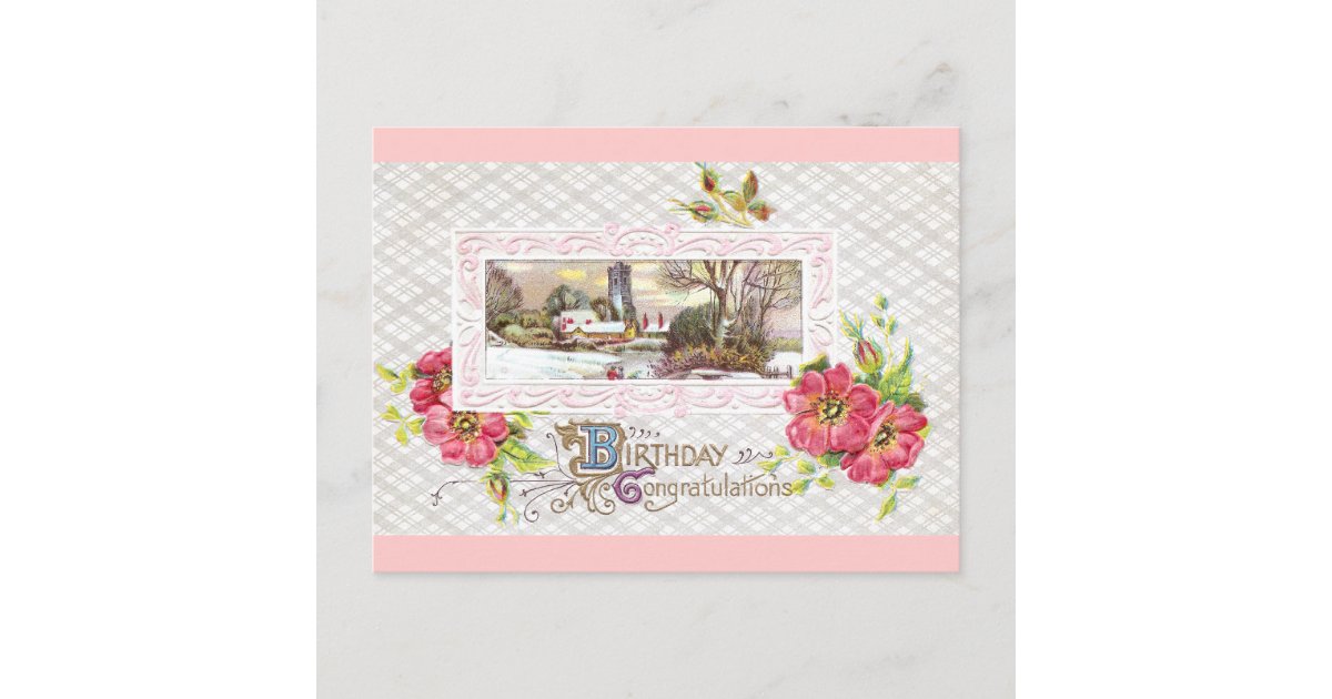 Birthday Vignette Postcard | Zazzle