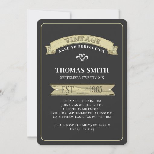 Birthday Vintage Gold Banner Simple Sign QR Code Invitation | Zazzle