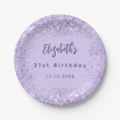 Birthday violet confetti elegant paper plates | Zazzle