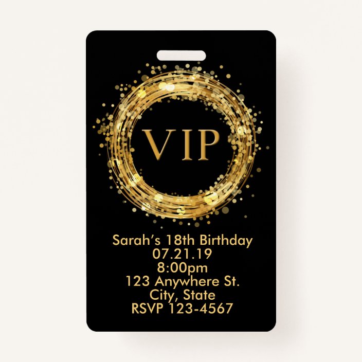 Birthday VIP Pass Badge Invitation | Zazzle.com