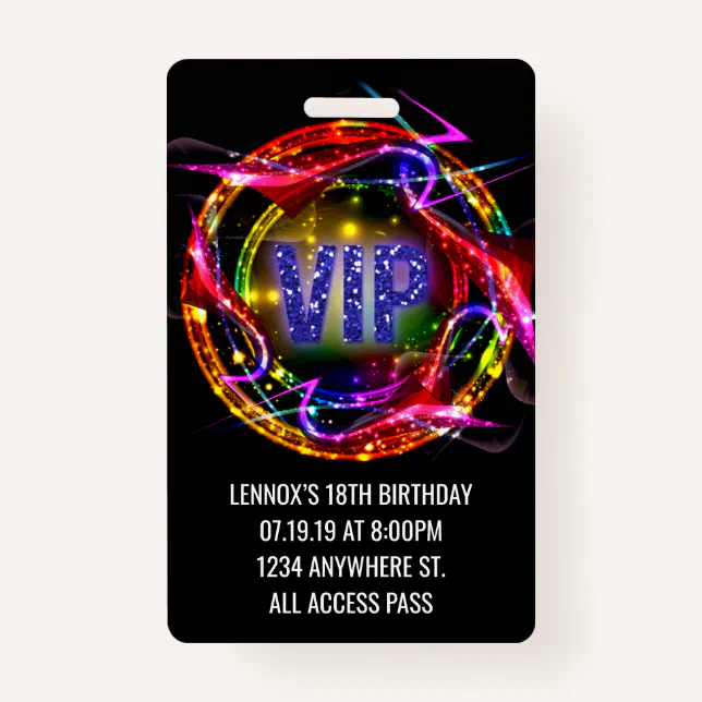 Birthday VIP Pass Badge Invitation | Zazzle