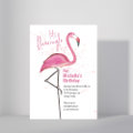 Birthday Watercolor Pink Tropical Beach Flamingo Invitation | Zazzle