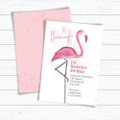 Birthday Watercolor Pink Tropical Beach Flamingo Invitation | Zazzle