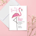 Birthday Watercolor Pink Tropical Beach Flamingo Invitation | Zazzle