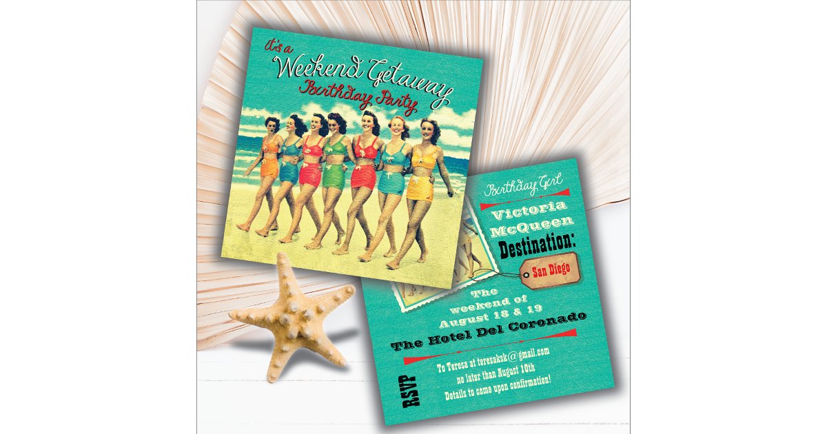 Birthday Weekend Getaway Party Invitations | Zazzle