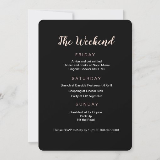 Birthday Weekend Itinerary Invitation | Zazzle
