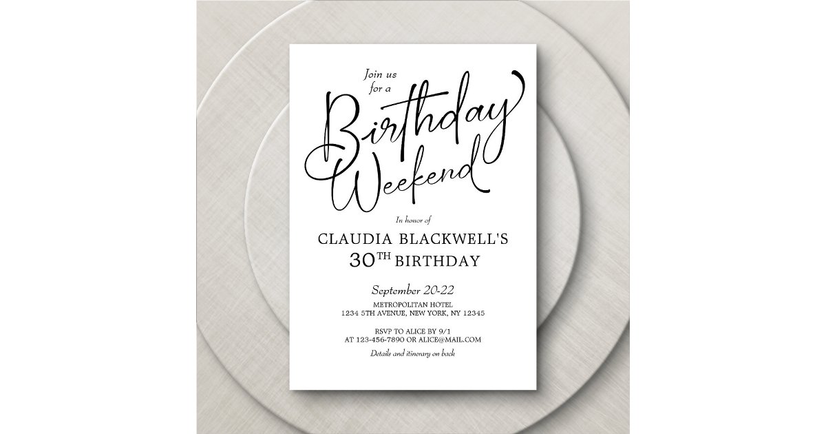 Birthday Weekend Itinerary Invitation | Zazzle