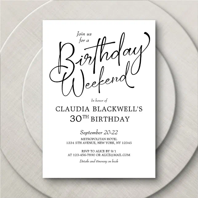 Birthday Weekend Itinerary Invitation | Zazzle