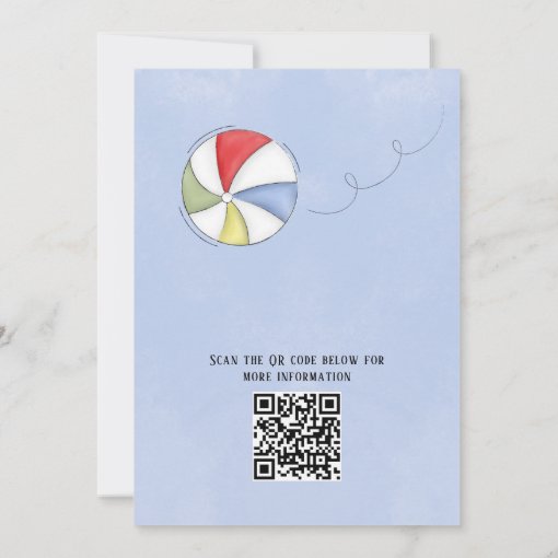 Birthday Whimsical Pool Party Swimsuits QR Code Invitation | Zazzle