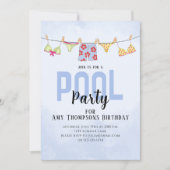 Birthday Whimsical Pool Party Swimsuits QR Code Invitation | Zazzle