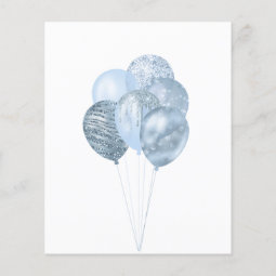 Birthday white blue balloons budget invitation flyer | Zazzle