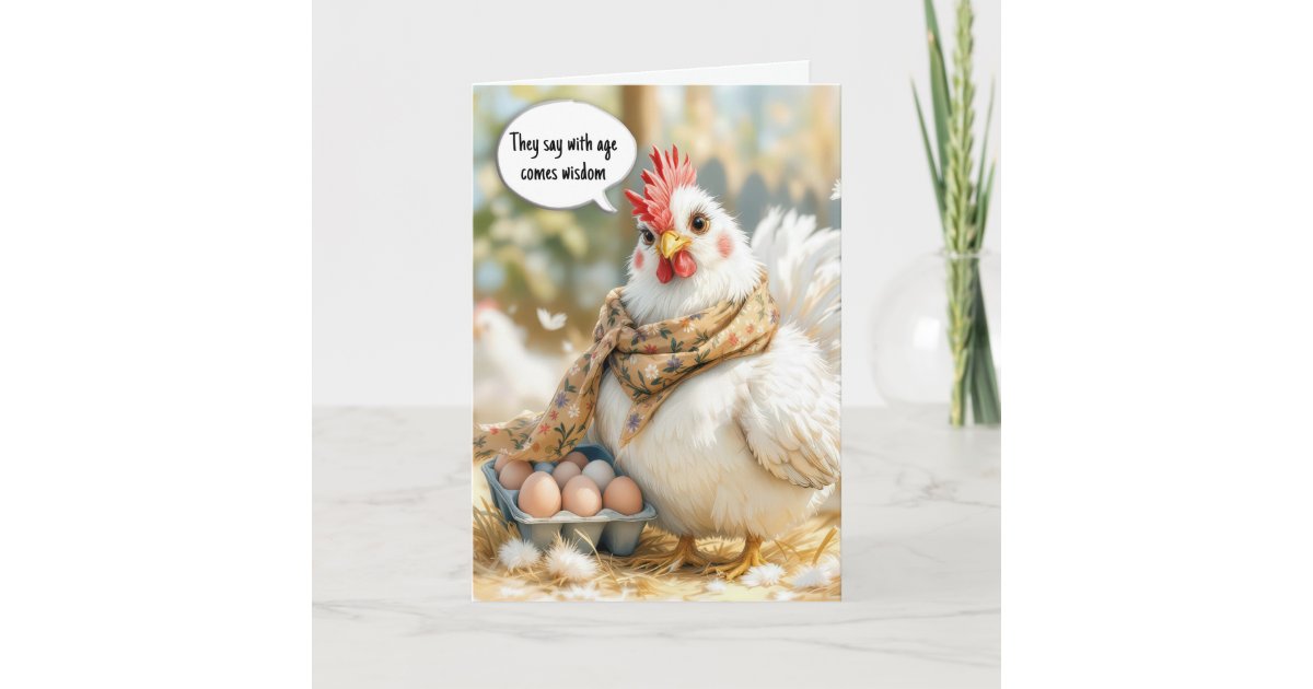 Birthday White Hen With Eggs Card | Zazzle