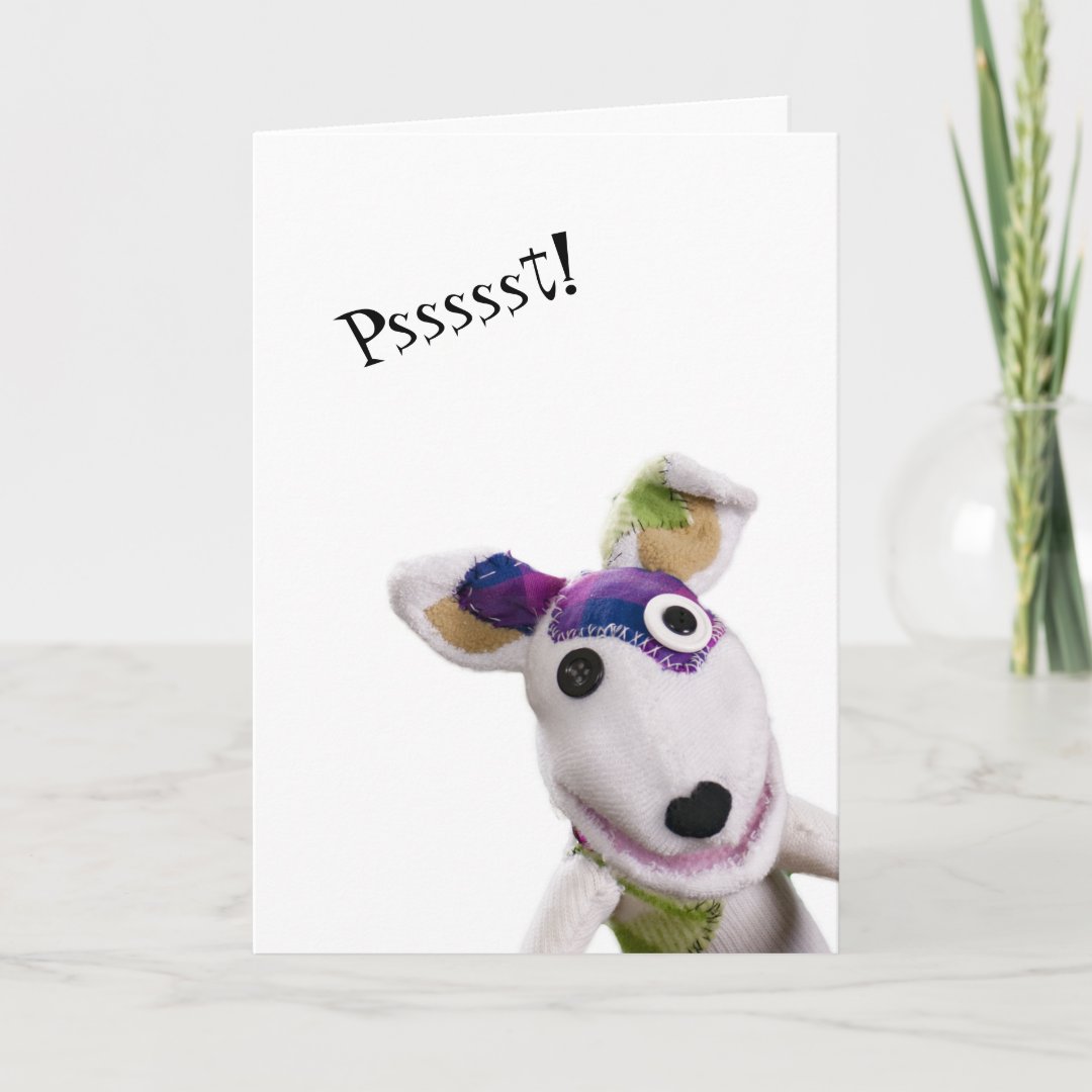 Birthday Wishes from Patches the Sock Puppet Card | Zazzle