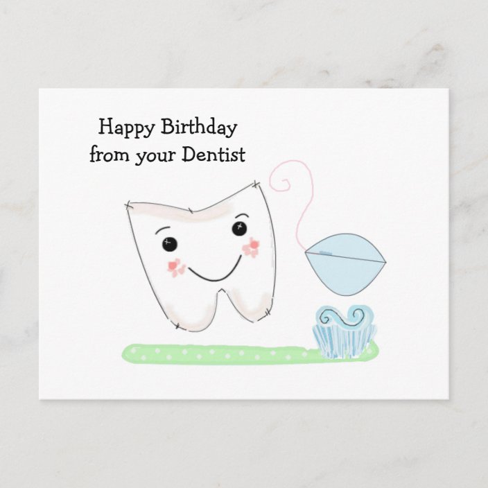 Birthday Wishes from the Dentist Postcard | Zazzle.com
