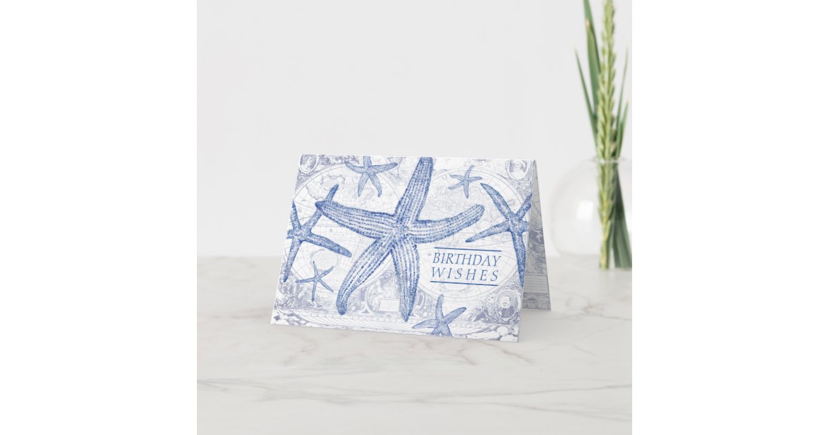 Birthday Wishes Nautical Starfish Card | Zazzle