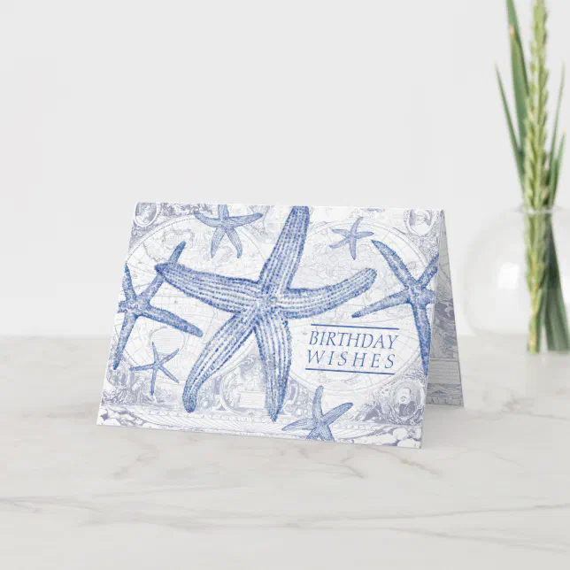 Birthday Wishes Nautical Starfish Card | Zazzle