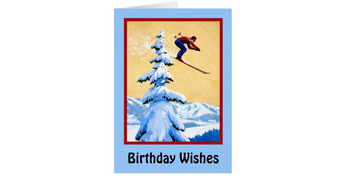 Birthday Wishes, Ski jumping Card | Zazzle.com