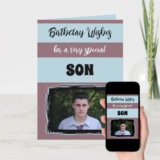 Birthday wishes special son plum card | Zazzle
