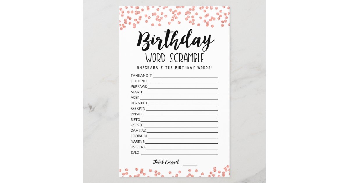 Birthday Word Scramble Game With Answers Zazzle Birthday Word Scramble Game With Answers Zazzle