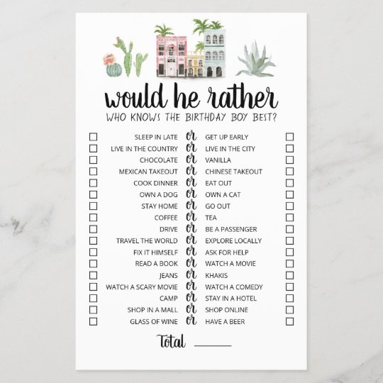 Birthday Would He Rather editable game | Zazzle.com Birthday Would He Rather editable game | Zazzle.com