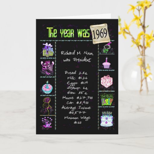 Birthday Year 1969 Fun Trivia Facts Card | Zazzle