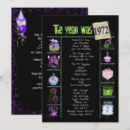 Birthday Year 1972 Invitation | Zazzle