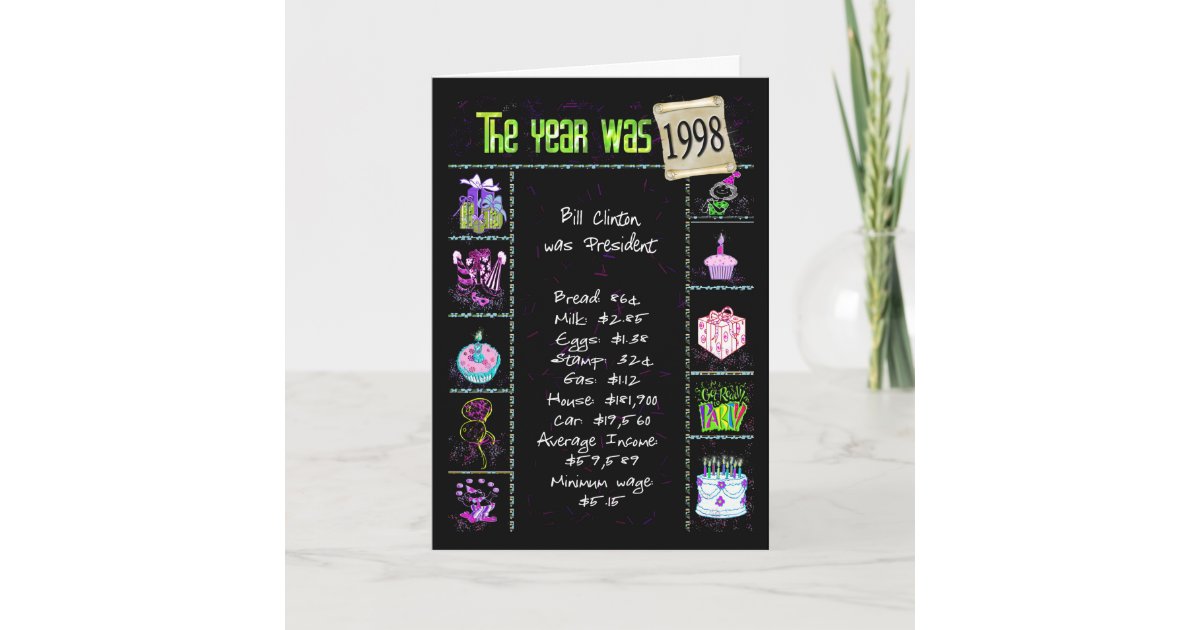 Birthday Year 1998 Fun Trivia Facts Card | Zazzle