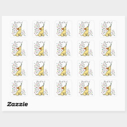Birthday Yellow Labrador Cartoon Thank You Square Sticker | Zazzle