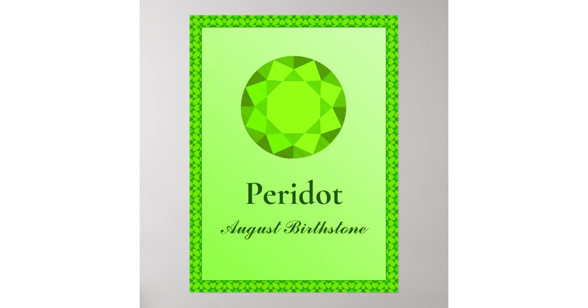 Birthstone Illustration for August- Peridot Poster | Zazzle