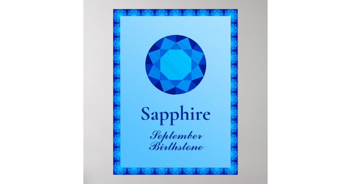 Birthstone Illustration for September - Sapphire Poster | Zazzle