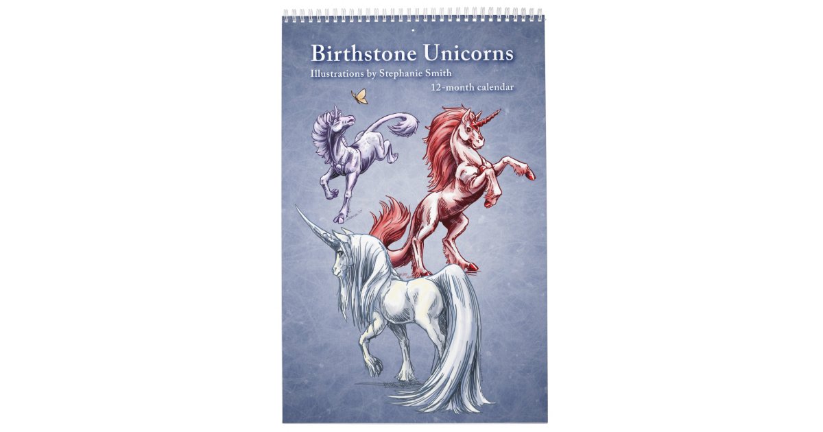 Birthstone Unicorns Fantasy Art Calendar | Zazzle