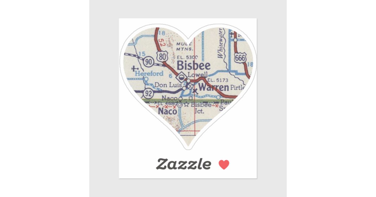 Bisbee AZ Map Sticker | Zazzle