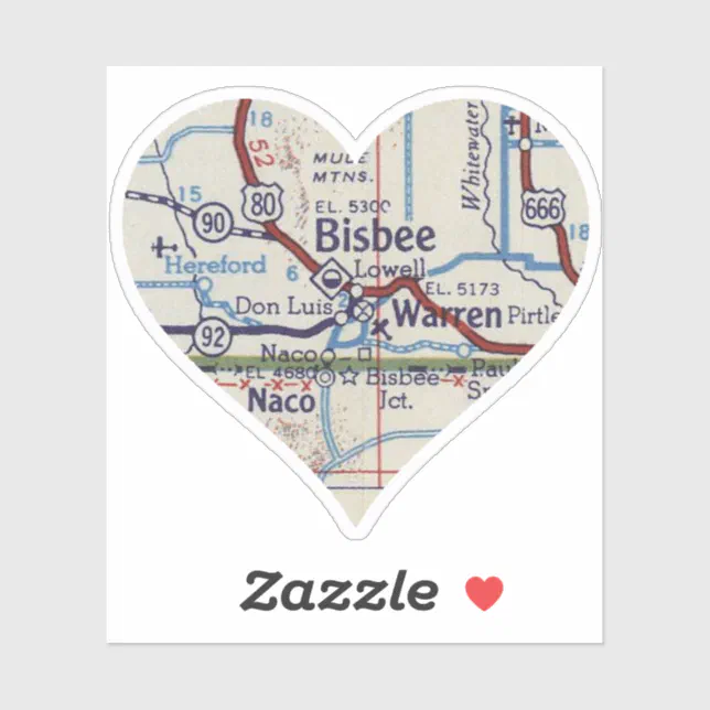 Bisbee AZ Map Sticker | Zazzle