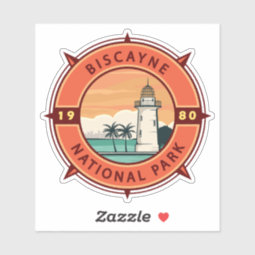 Biscayne National Park Retro Compass Emblem Sticker | Zazzle