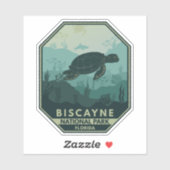 Biscayne National Park Turtle Retro Emblem Sticker | Zazzle
