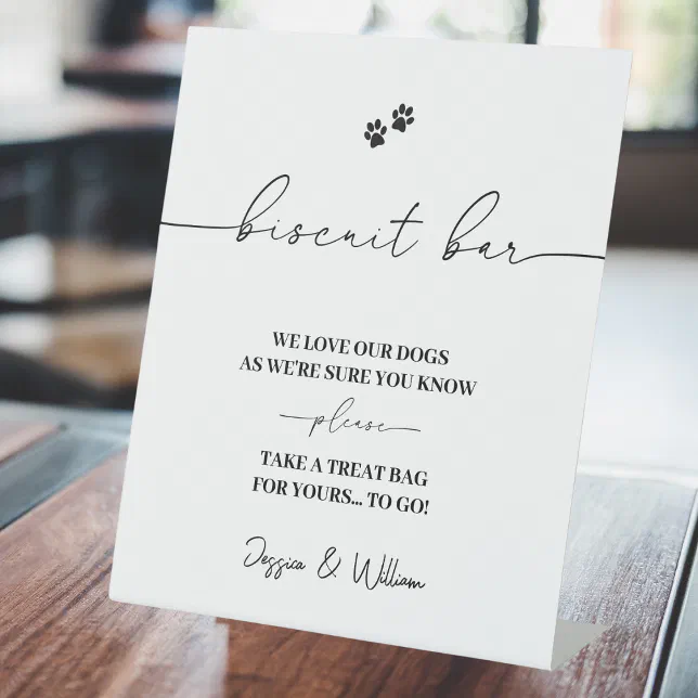 Biscuit Bar Sign | Dog Treat Wedding Favors Sign | Zazzle
