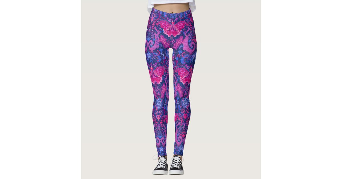 Bisexual Dragon Damask - Bi Pride Flag Colors Leggings | Zazzle