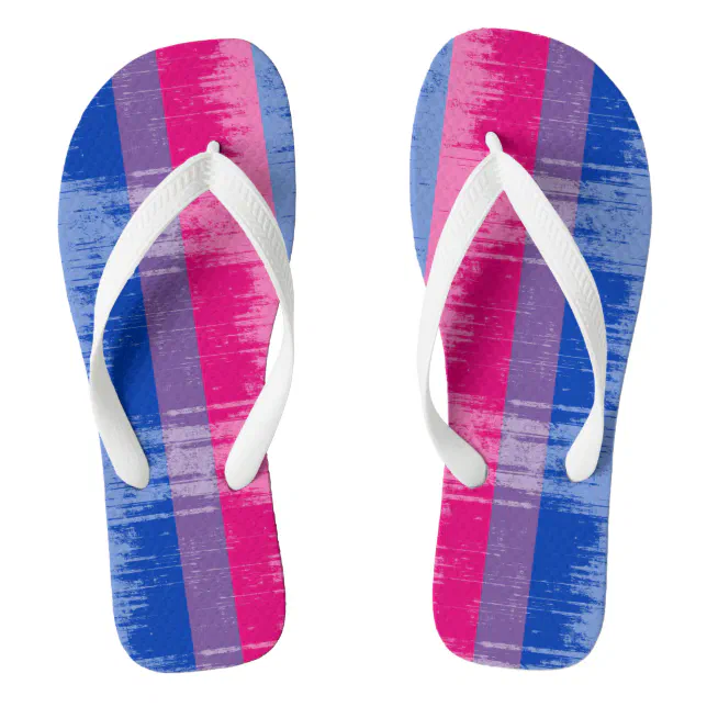 BISEXUAL PRIDE DISTRESSED DESIGN -.png Flip Flops | Zazzle