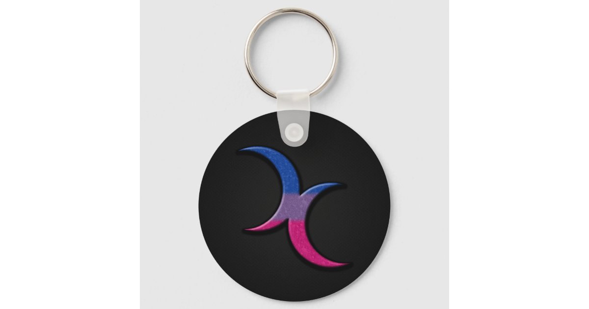 Bisexual Pride Flag Colored Crescent Moons Symbol Keychain | Zazzle