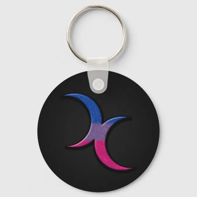 Bisexual Pride Flag Colored Crescent Moons Symbol Keychain | Zazzle