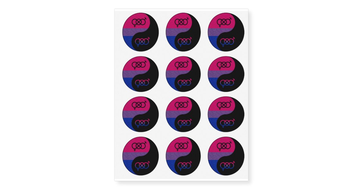 Bisexual Pride Yin and Yang Symbol in Pride Flag Temporary Tattoos | Zazzle