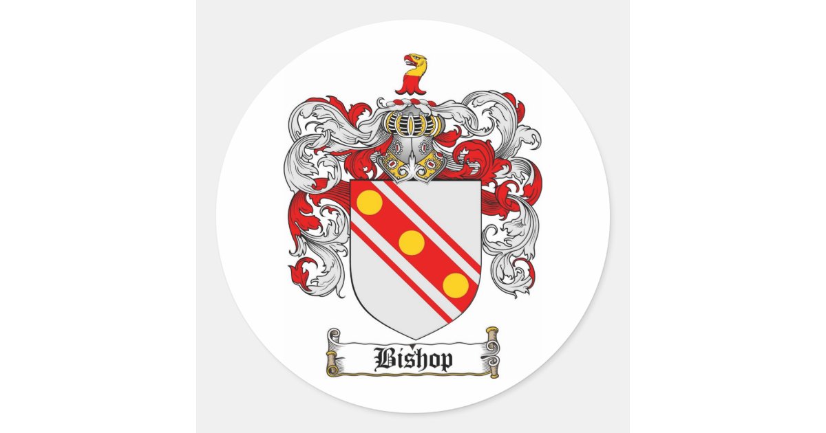 BISHOP FAMILY CREST - BISHOP COAT OF ARMS CLASSIC ROUND STICKER | Zazzle