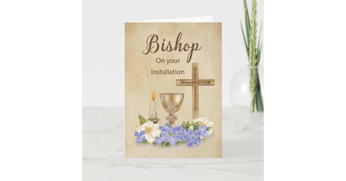 Bishop Installation Congratulations Cross Candle Card | Zazzle