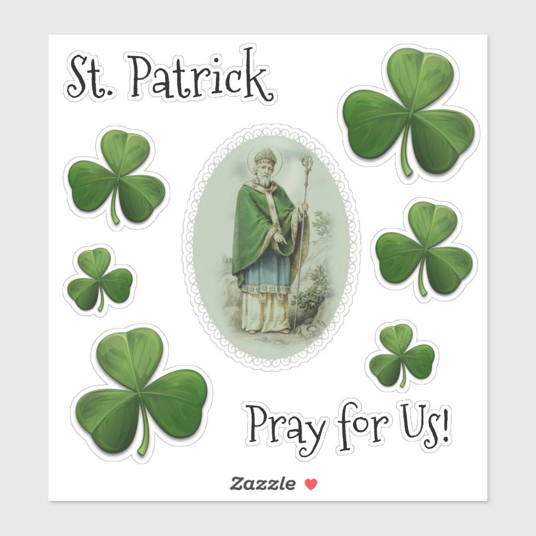 Bishop St. Patrick Shamrocks Religious Sticker | Zazzle